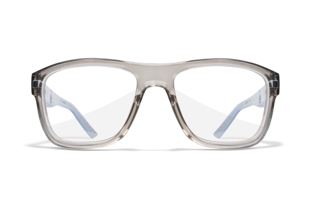 WX Ovation Eyeglasses - Gloss Crystal Grey Frame Gloss Blue Temples ...